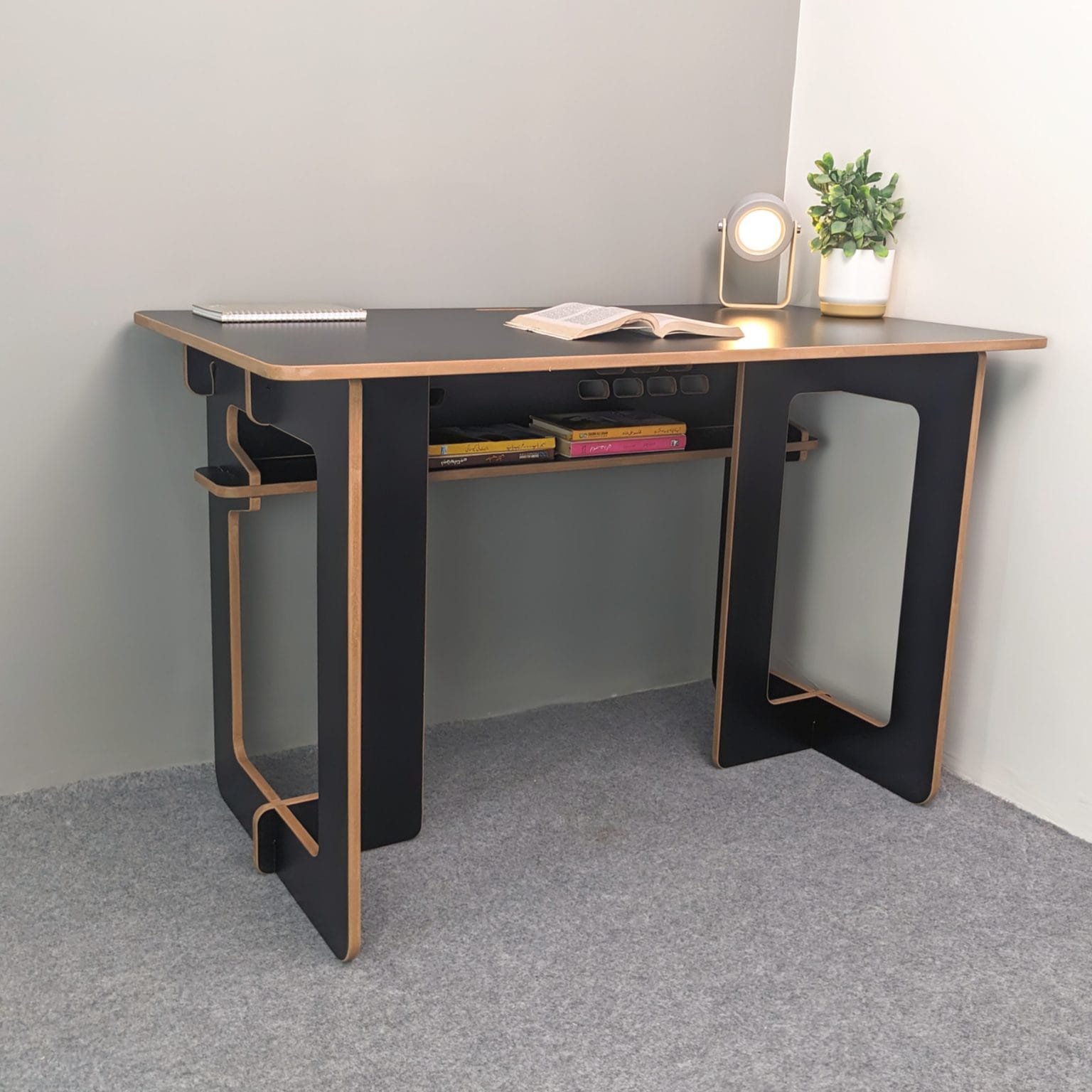 Flat Pack Desk With Storage & Cable Management - Openwood